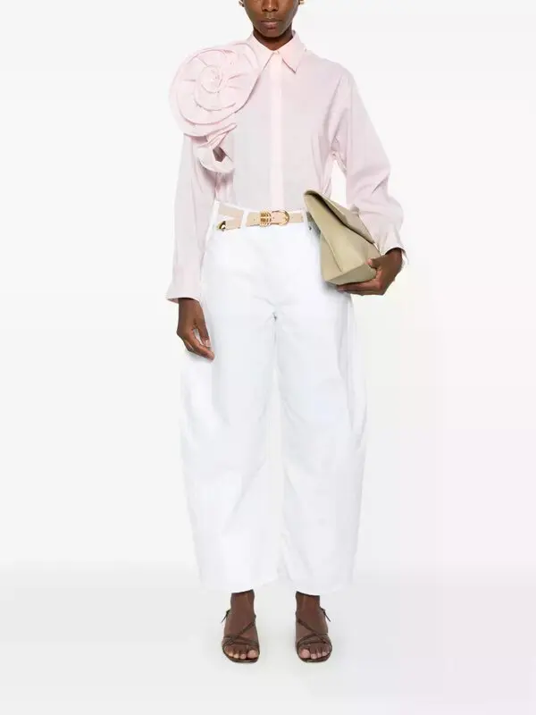 Dorothee Schumacher Floral Appliqué Pinstripe Shirt - Pink