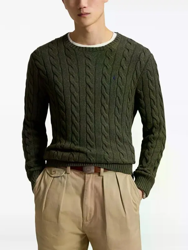 Polo Ralph Lauren Embroidered Cable-knit Crewneck Sweater