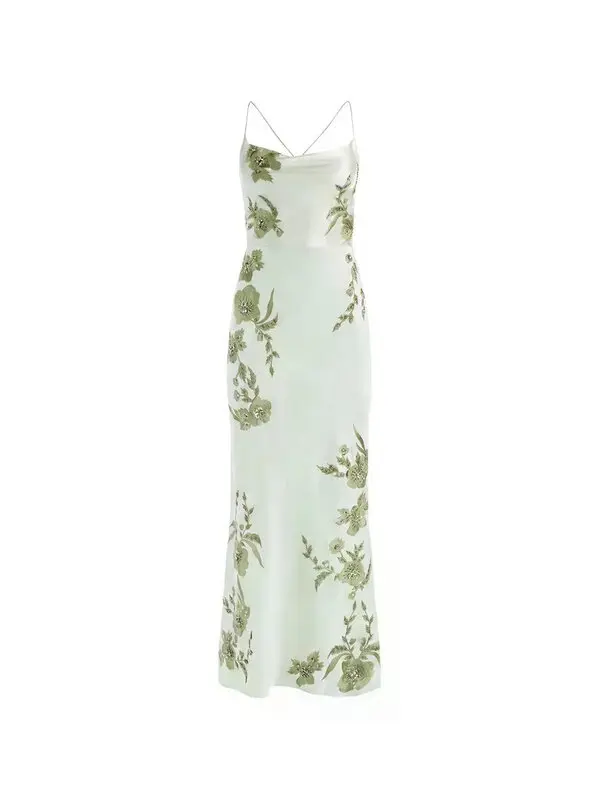 Alice + Olivia Montana Floral-embroidered Gown - Green