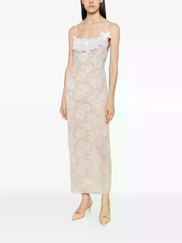 Alessandra Rich Sequin-embroidered Lace Maxi Dress - Neutrals