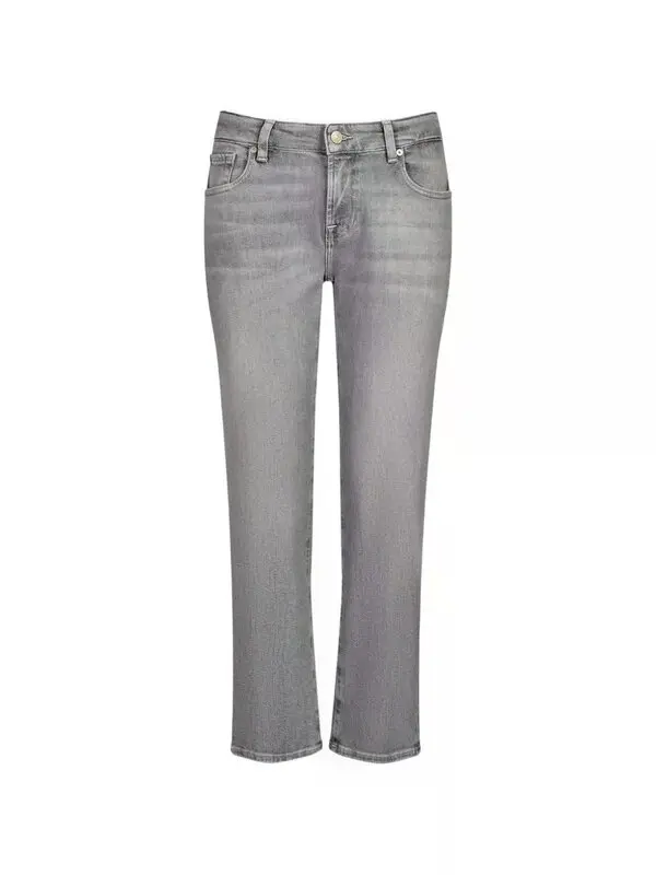 7 For All Mankind Faded-effect Whiskered Jeans - Grey
