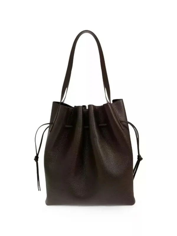 Yuzefi Scallop Leather Tote Bag - Brown