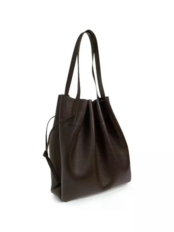 Yuzefi Scallop Leather Tote Bag - Brown