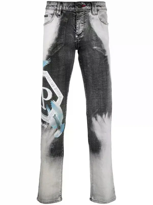 Philipp Plein Bleached Straight-leg Trousers