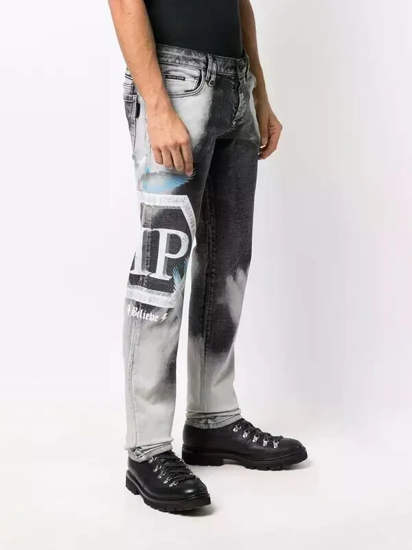 Philipp Plein Bleached Straight-leg Trousers