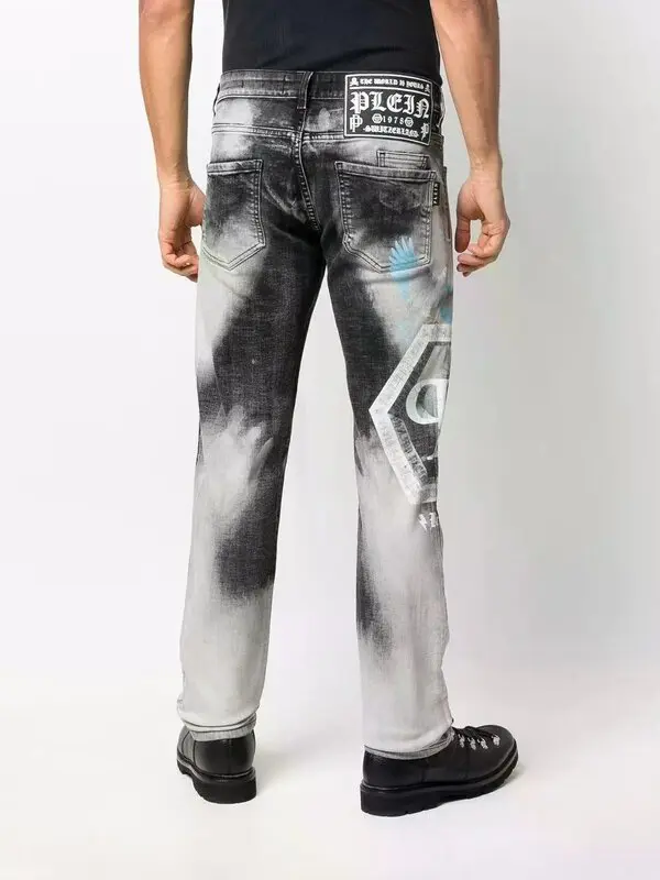 Philipp Plein Bleached Straight-leg Trousers