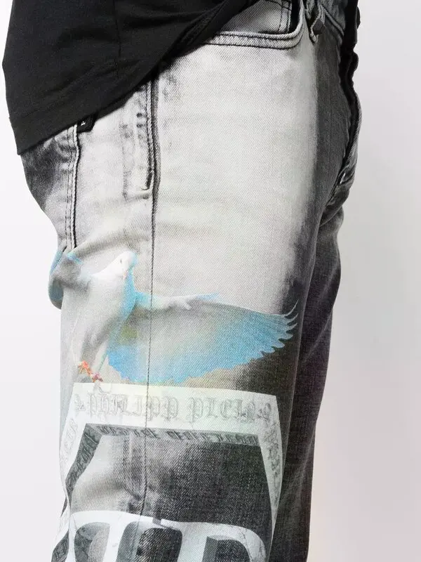 Philipp Plein Bleached Straight-leg Trousers