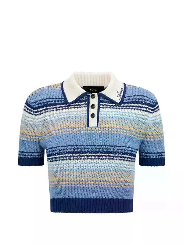 Amiri Striped-pattern Crochet Cropped Knitted Top