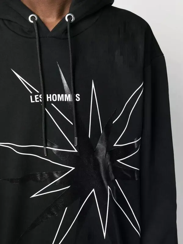 LES HOMMES Logo Star-print Drawstring Hoodie