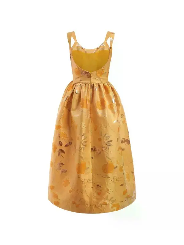 MARKARIAN Floral Brocade Corset Midi Dress