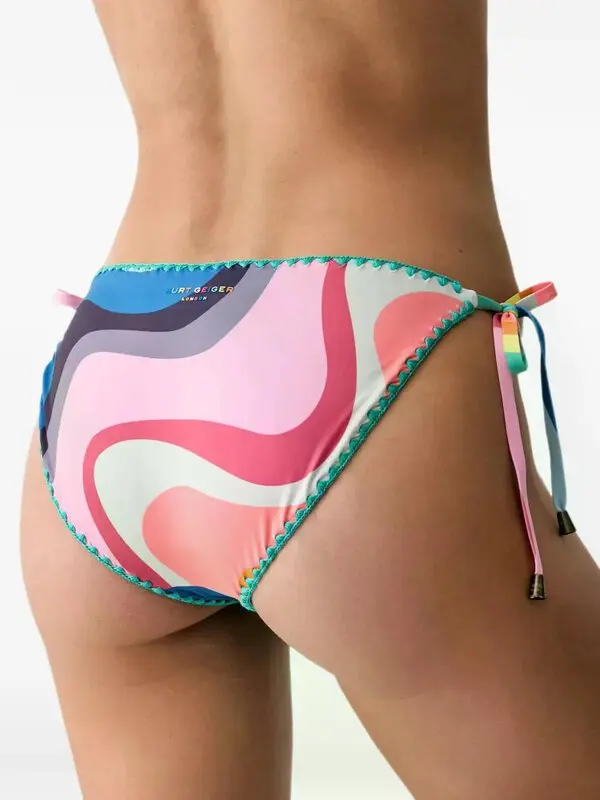 Kurt Geiger Wave-print Side-tie Bikini Bottoms