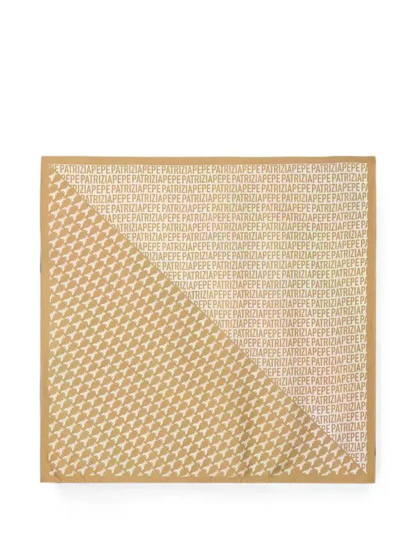 Patrizia Pepe Logo-print Silk Scarf - Neutrals