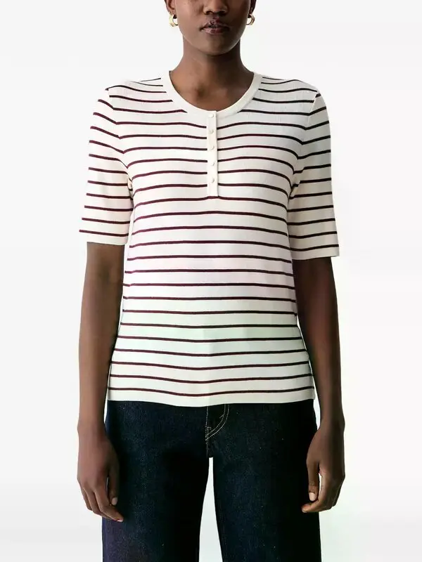 MOS MOSH Mmaliz Striped Short-sleeve Top - Neutrals