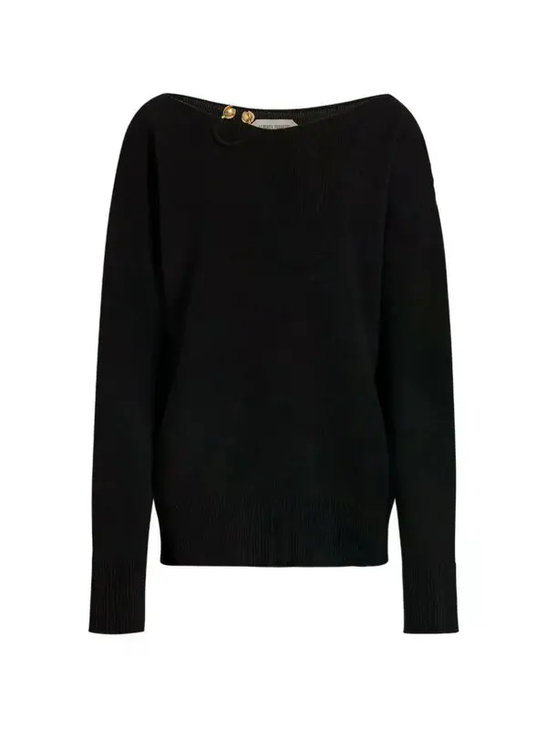 Alberta Ferretti Button-embellished Boat-neck Sweater - Black