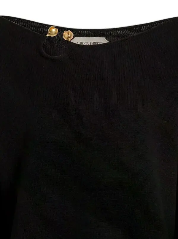 Alberta Ferretti Button-embellished Boat-neck Sweater - Black