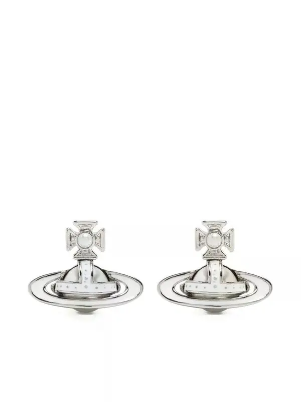 VIVIENNE WESTWOOD Orb-plaque Pearl-embellished Earrings - Silver