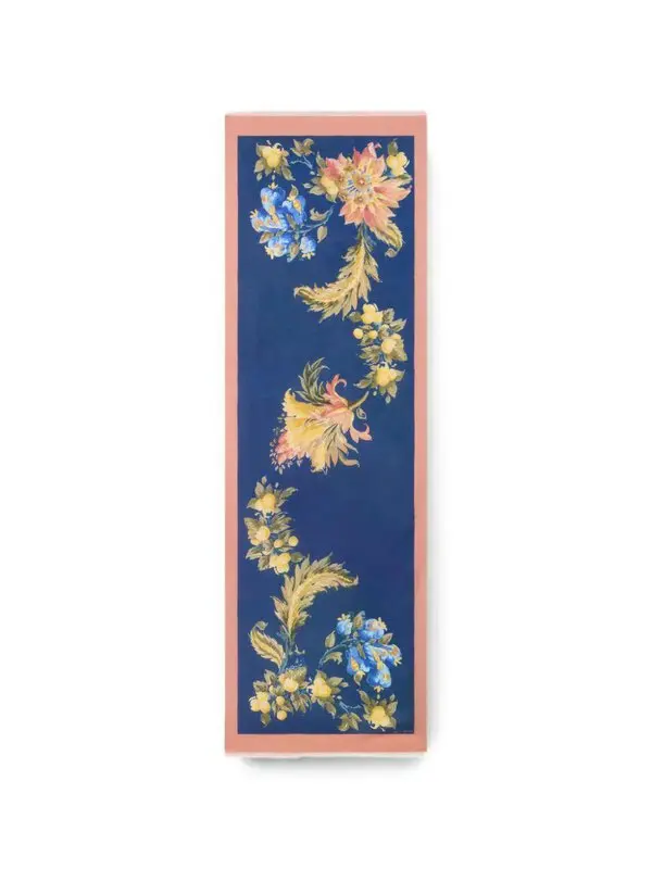 Etro Floral Motif Modal & Cashmere Jacquard Scarf - Blue