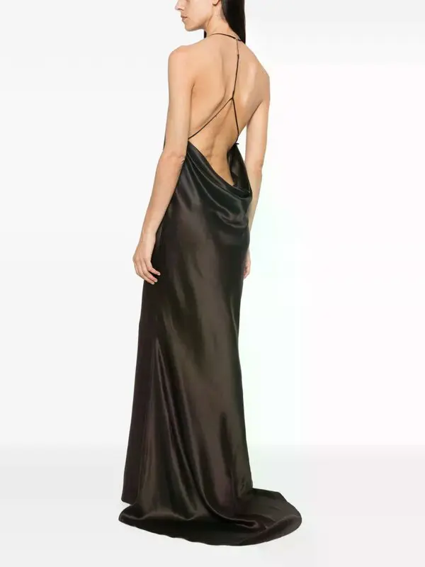 TOM FORD Halterneck Silk-satin Maxi Dress - Brown