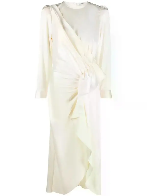 Sandro Asymmetric Satin Midi Dress - Neutrals