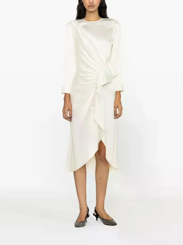 Sandro Asymmetric Satin Midi Dress