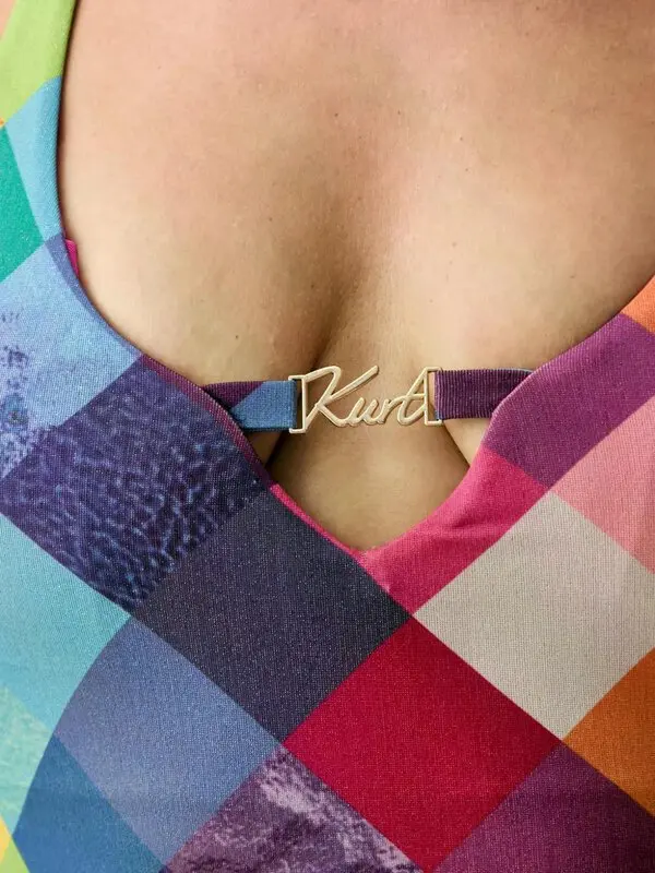 Kurt Geiger Halterneck Swimsuit With Checked Print
