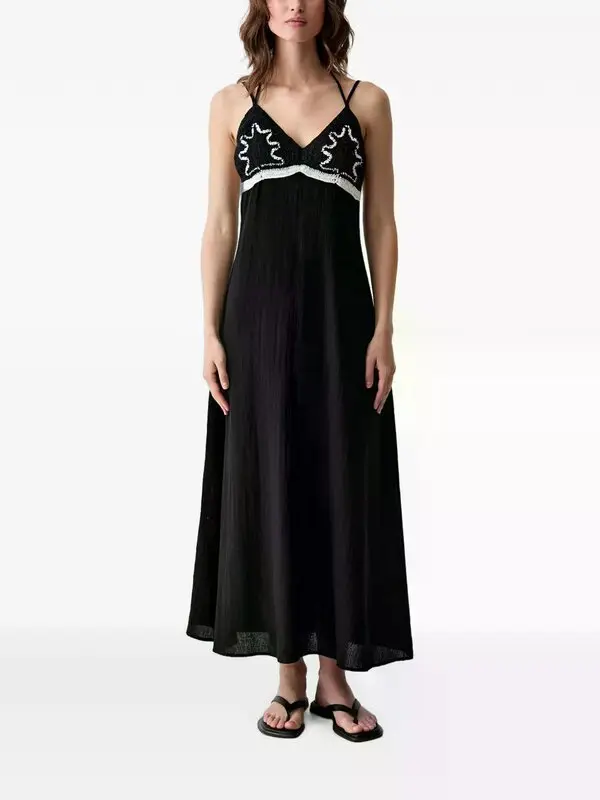 PEDRO DEL HIERRO Crochet-knit Halterneck Beach Midi Dress - Black