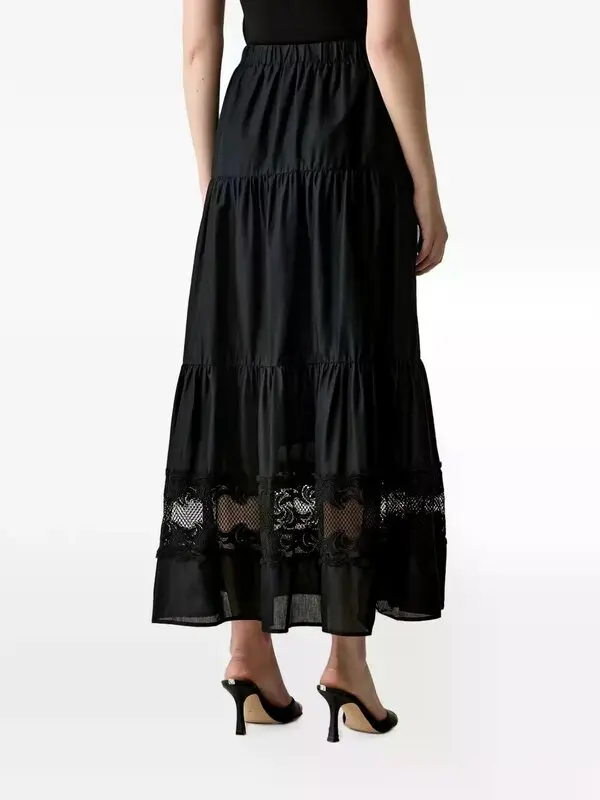 MORGAN Tiered Lace-insert Maxi Skirt