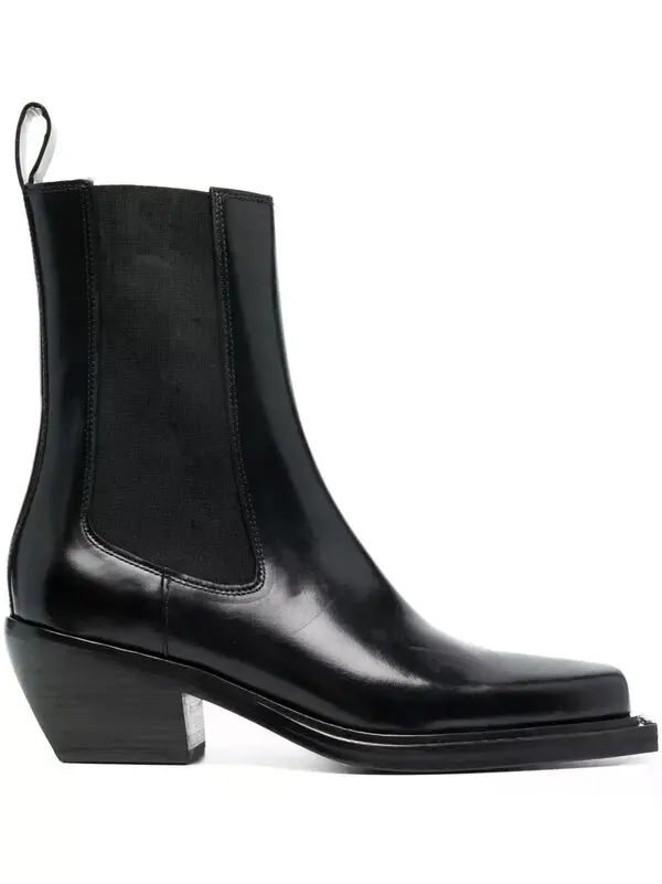 Sandro Stacked-heel Leather Ankle Boots - Black