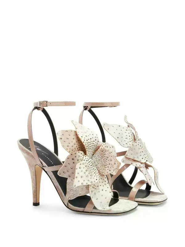 GIUSEPPE ZANOTTI Floral Embellished High Heel Sandals