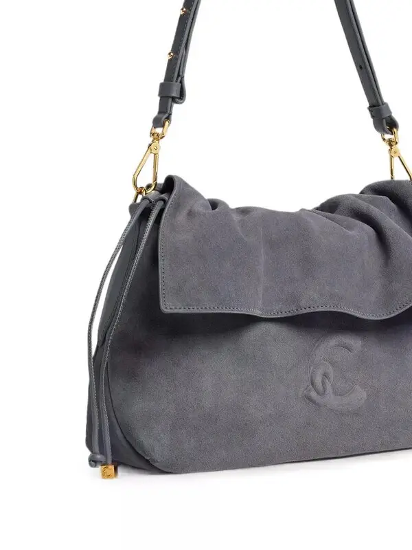 COCCINELLE Small Lidia Logo-embossed Suede Shoulder Bag - Grey