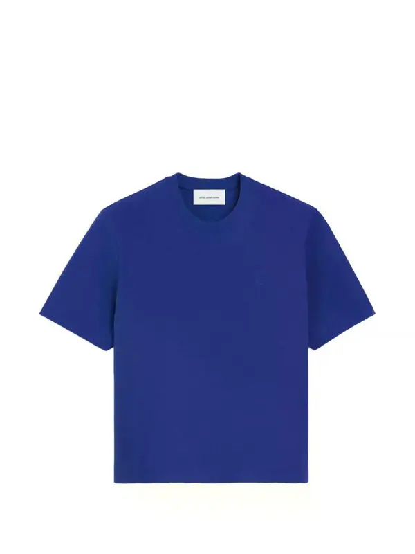 AMI Paris Cotton T-shirt With Embossed De Coeur - Blue