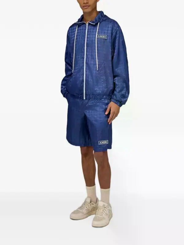 Amiri Hooded Jacket With Monogram Pattern - Blue