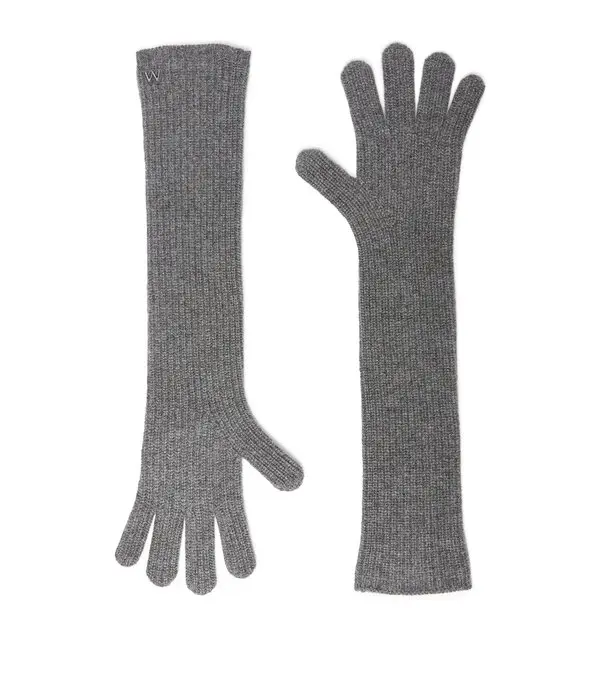 Max Mara Cashmere Logo Gloves - Grey