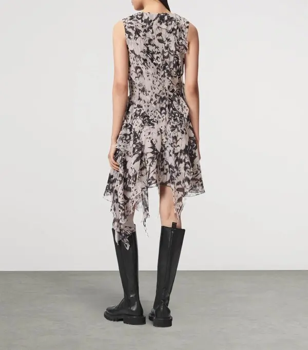 ALLSAINTS Ruffled Asymmetric Angie Midi Dress - White