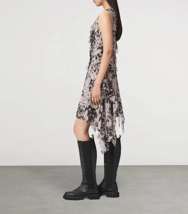ALLSAINTS Ruffled Asymmetric Angie Midi Dress - White