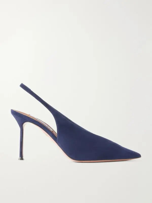 AQUAZZURA Voltaire 85 Suede Slingback Pumps - Blue