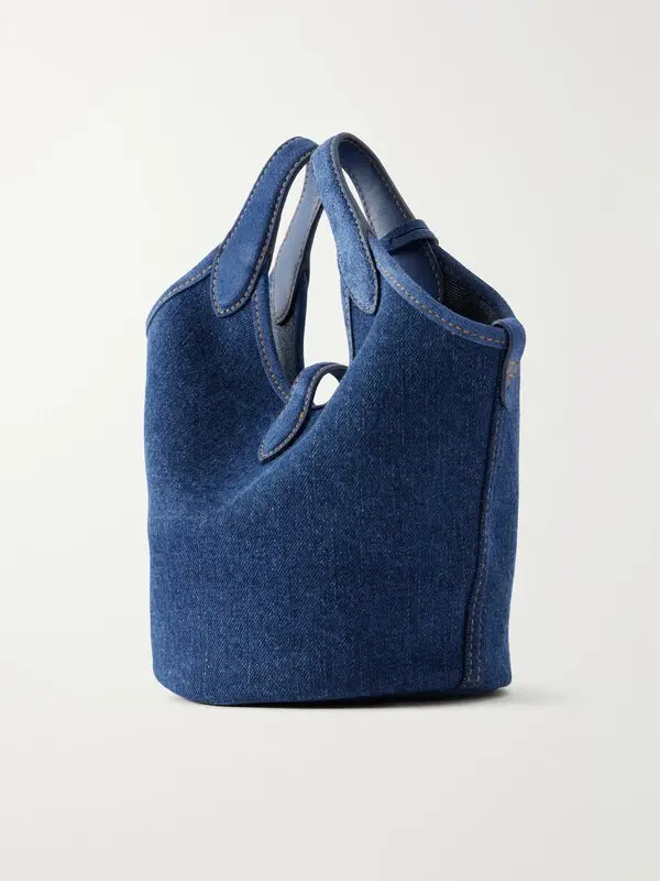 Polo Ralph Lauren Embroidered Suede-trimmed Denim Tote