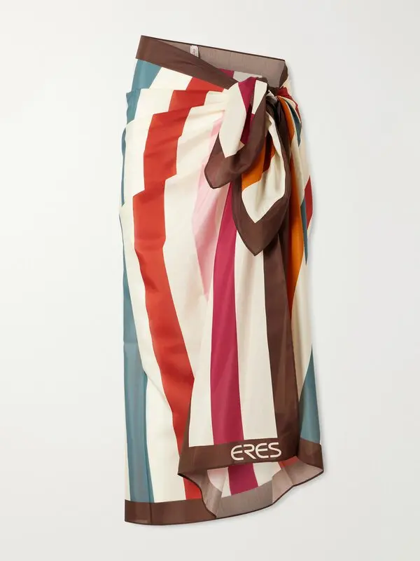 ERES Modernity Striped Cotton And Silk-blend Sarong - Neutrals