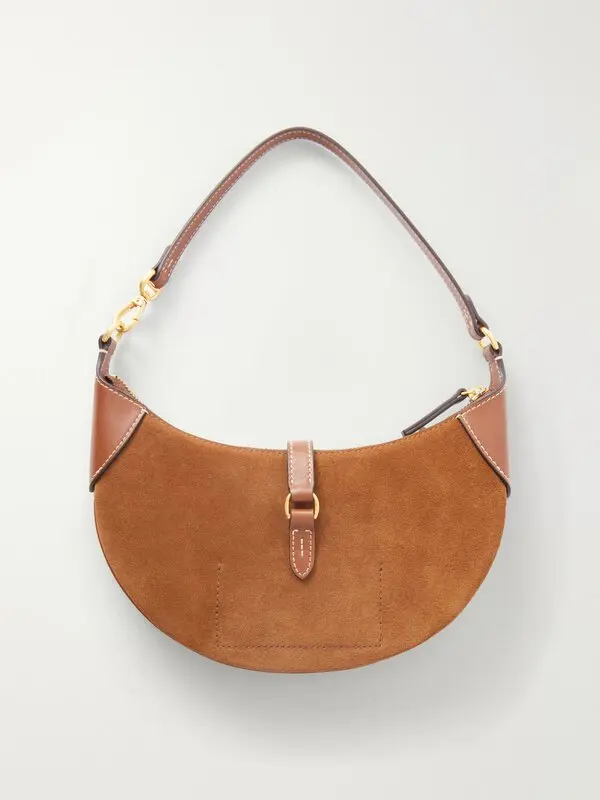 Polo Ralph Lauren Suede Shoulder Bag With Leather Trim - Brown