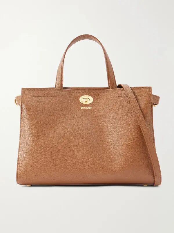 Burberry Cotswolds Small Checked Canvas-trimmed Leather Tote - Brown
