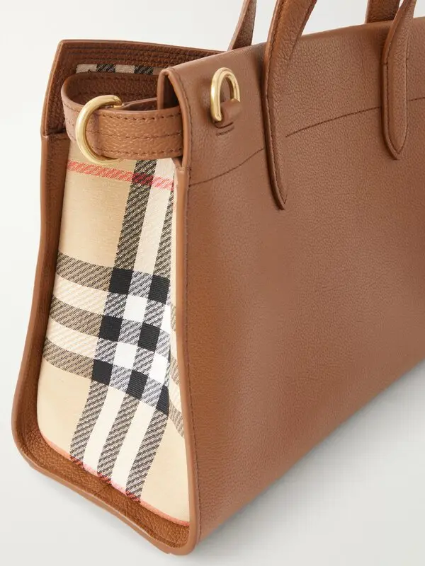 Burberry Small Cotswolds Tote With Checked Canvas Trim