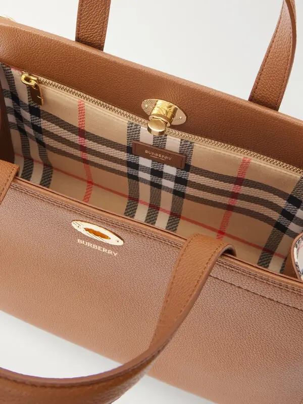 Burberry Small Cotswolds Tote With Checked Canvas Trim