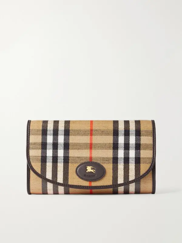 Burberry Leather-trimmed Checked Coated-canvas Clutch - Neutrals