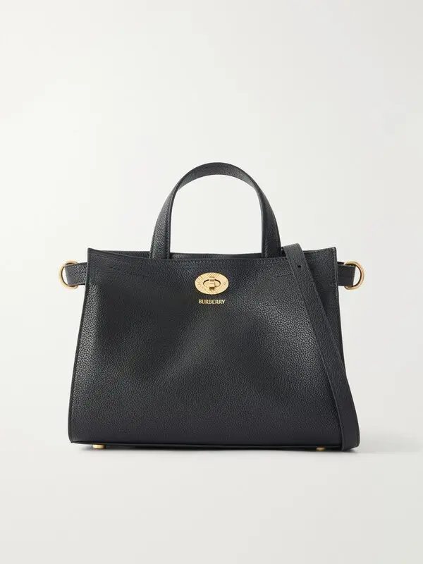 Burberry Cotswolds Mini Checked Canvas-trimmed Leather Tote - Black