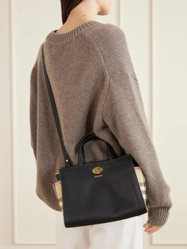 Burberry Cotswolds Mini Checked Canvas-trimmed Leather Tote