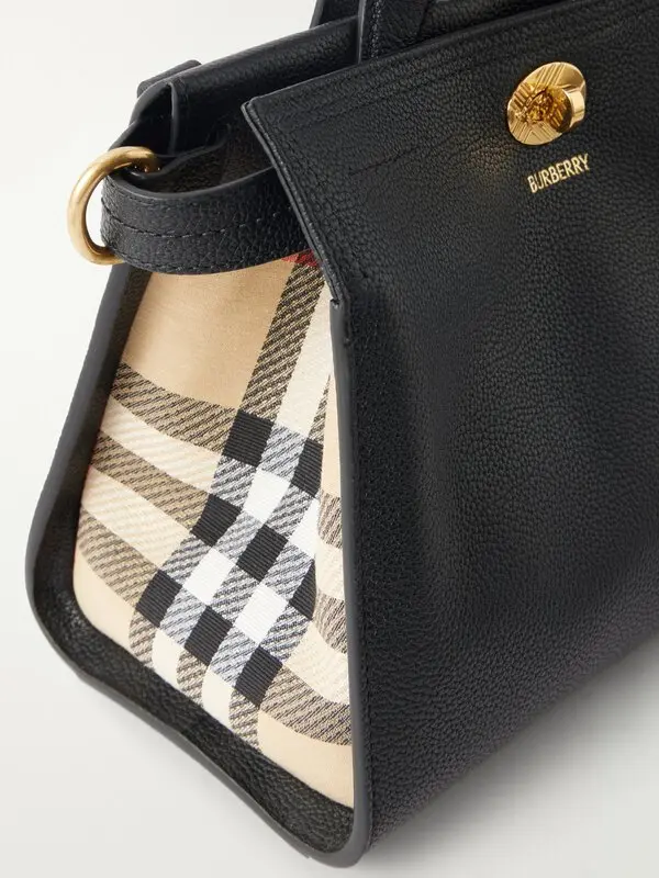 Burberry Cotswolds Mini Checked Canvas-trimmed Leather Tote