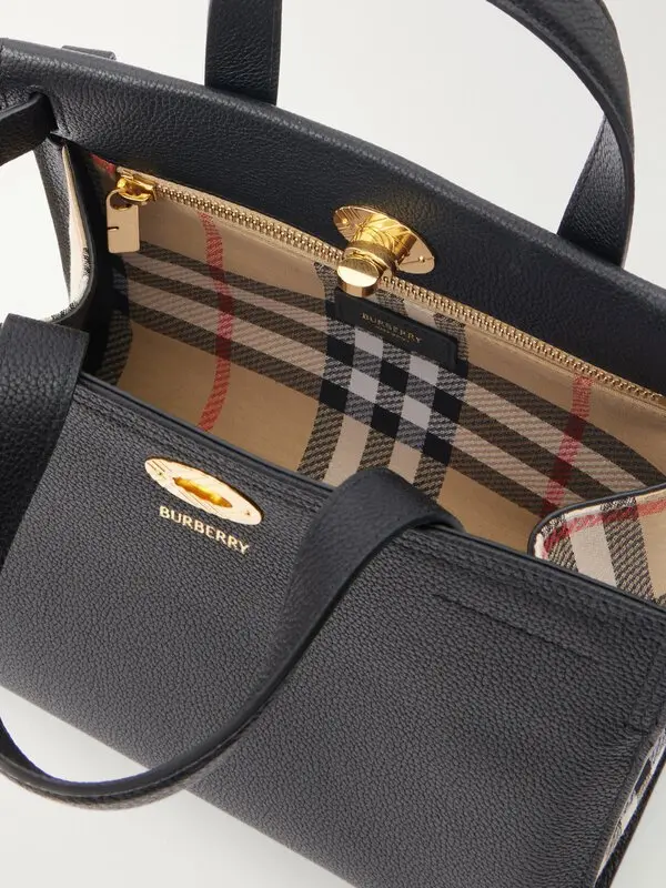 Burberry Cotswolds Mini Checked Canvas-trimmed Leather Tote