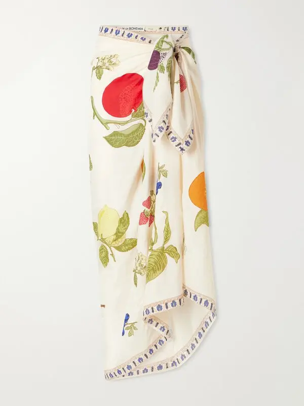 Alix Of Bohemia Soraya Printed Silk Pareo - Neutrals