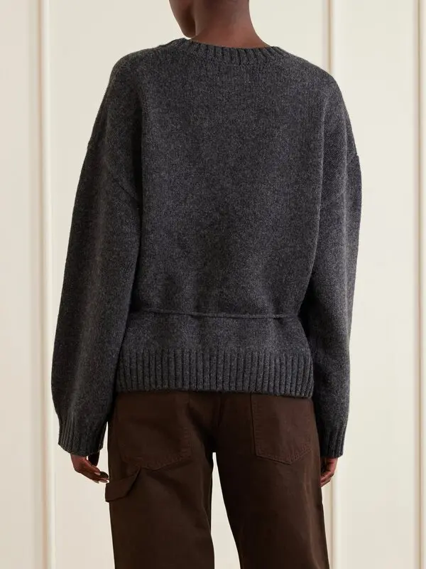 ST. AGNI Belted Wool Sweatshirt