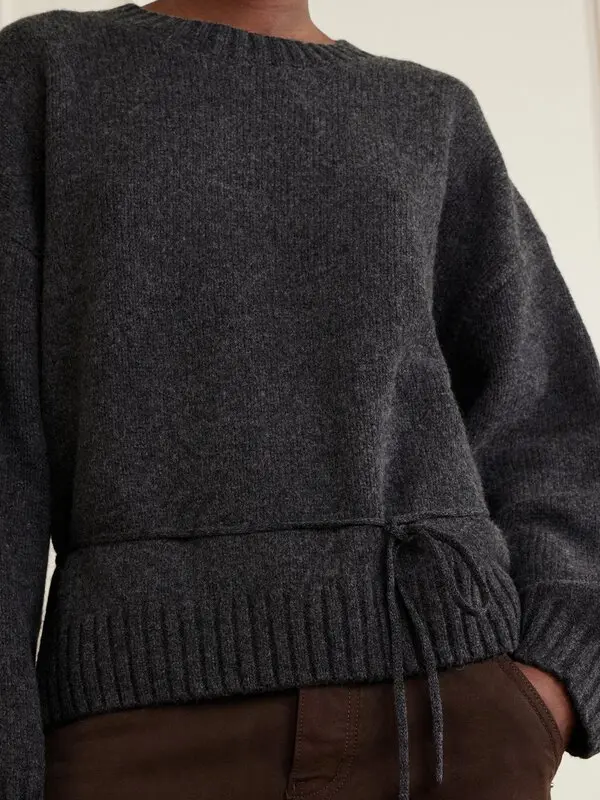 ST. AGNI Belted Wool Sweatshirt